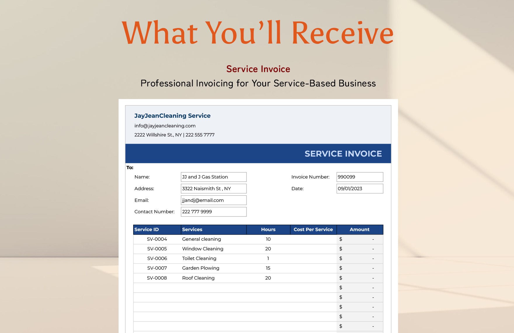 Service Invoice Template - Download in Word, Google Docs, Excel, PDF ...