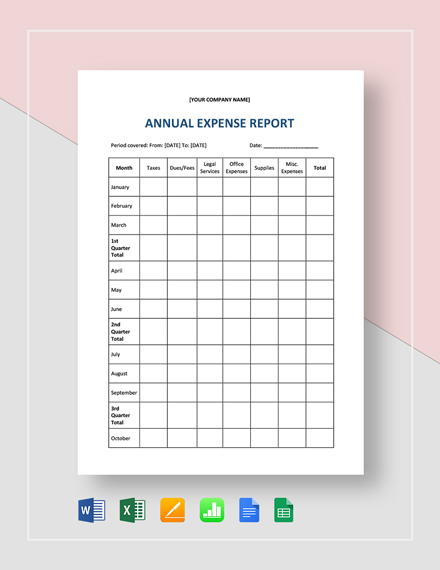 Annual Expense Report Template Google Docs Google Sheets Excel 