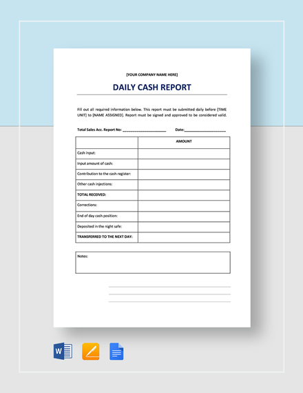  Daily Cash Report Template Excel Flyer Template