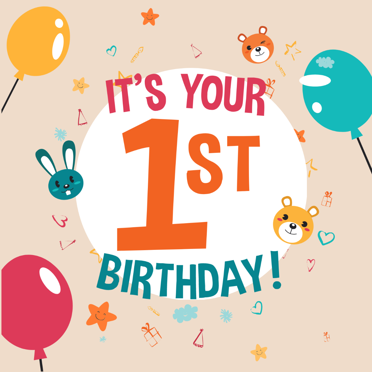 FREE 1st Birthday Card Templates Examples Edit Online Download 