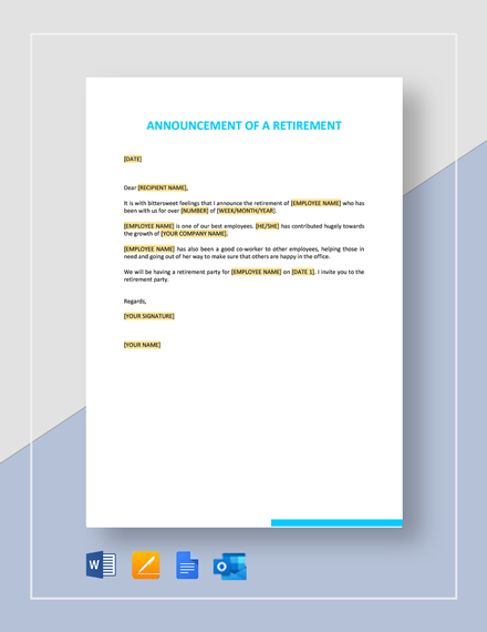 FREE Simple Retirement Letter Template - Word (DOC) | Google Docs ...