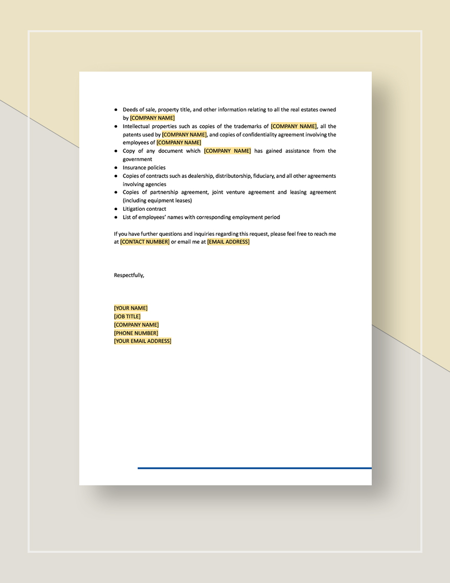 Free Free Request for Documentation Company Dissolution Template ...