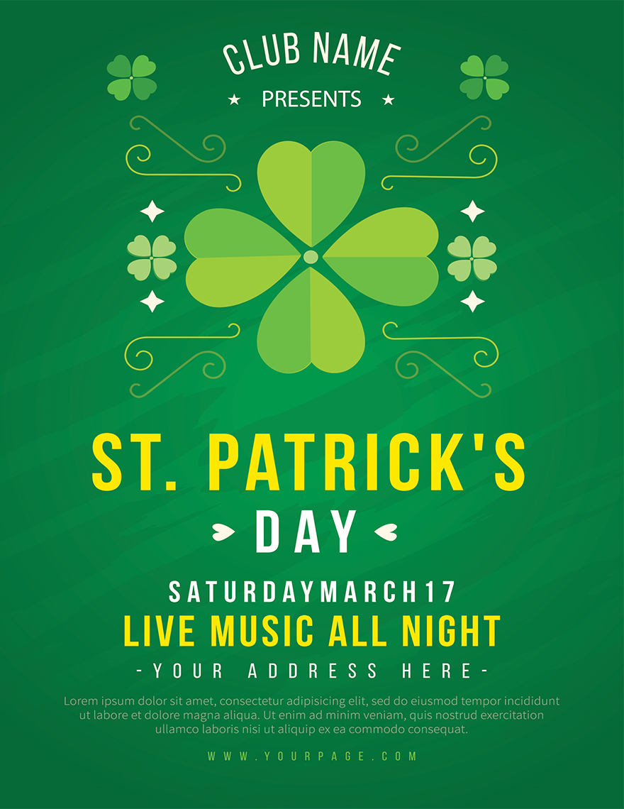 St Patrick's Day Celebration Flyer Template - Illustrator, Word, Apple ...