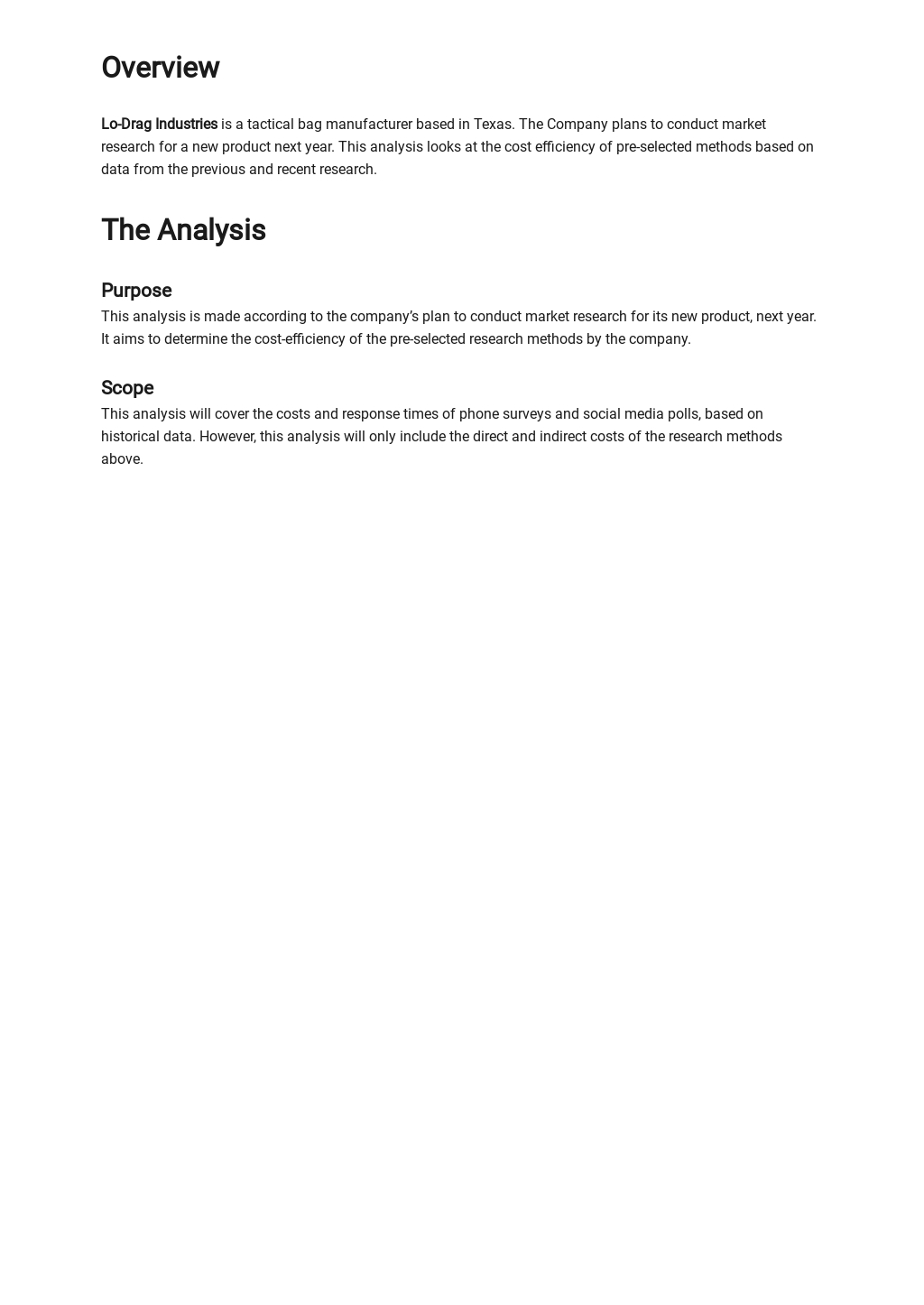 Cost Analysis of Market Research Methods Template [Free PDF] - Word ...