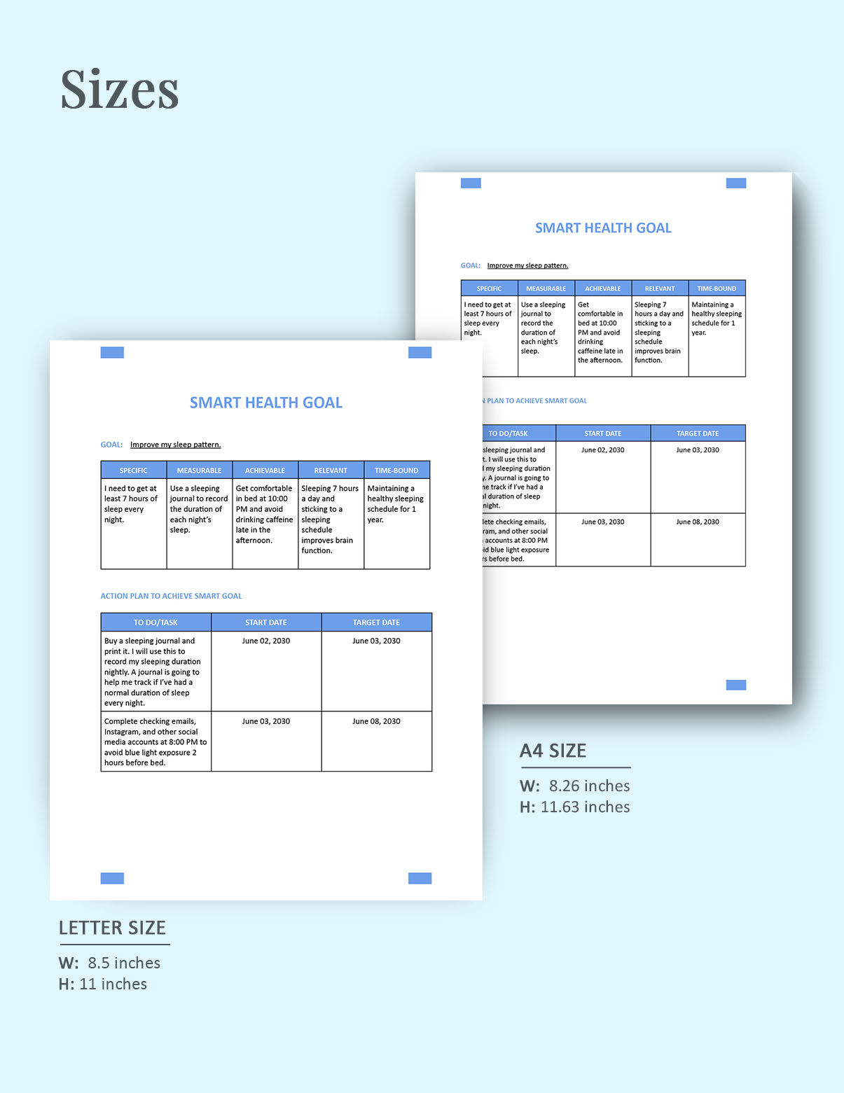 Smart Health Goals Template - Google Docs, Google Sheets, Google Slides ...
