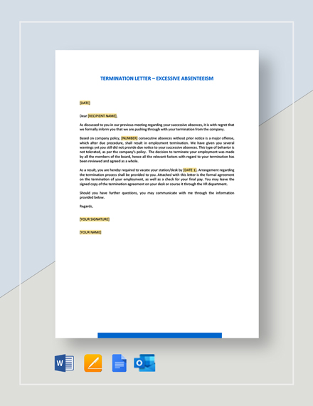 FREE Warning Letter To Employee For Excessive Absence Template - Word ...