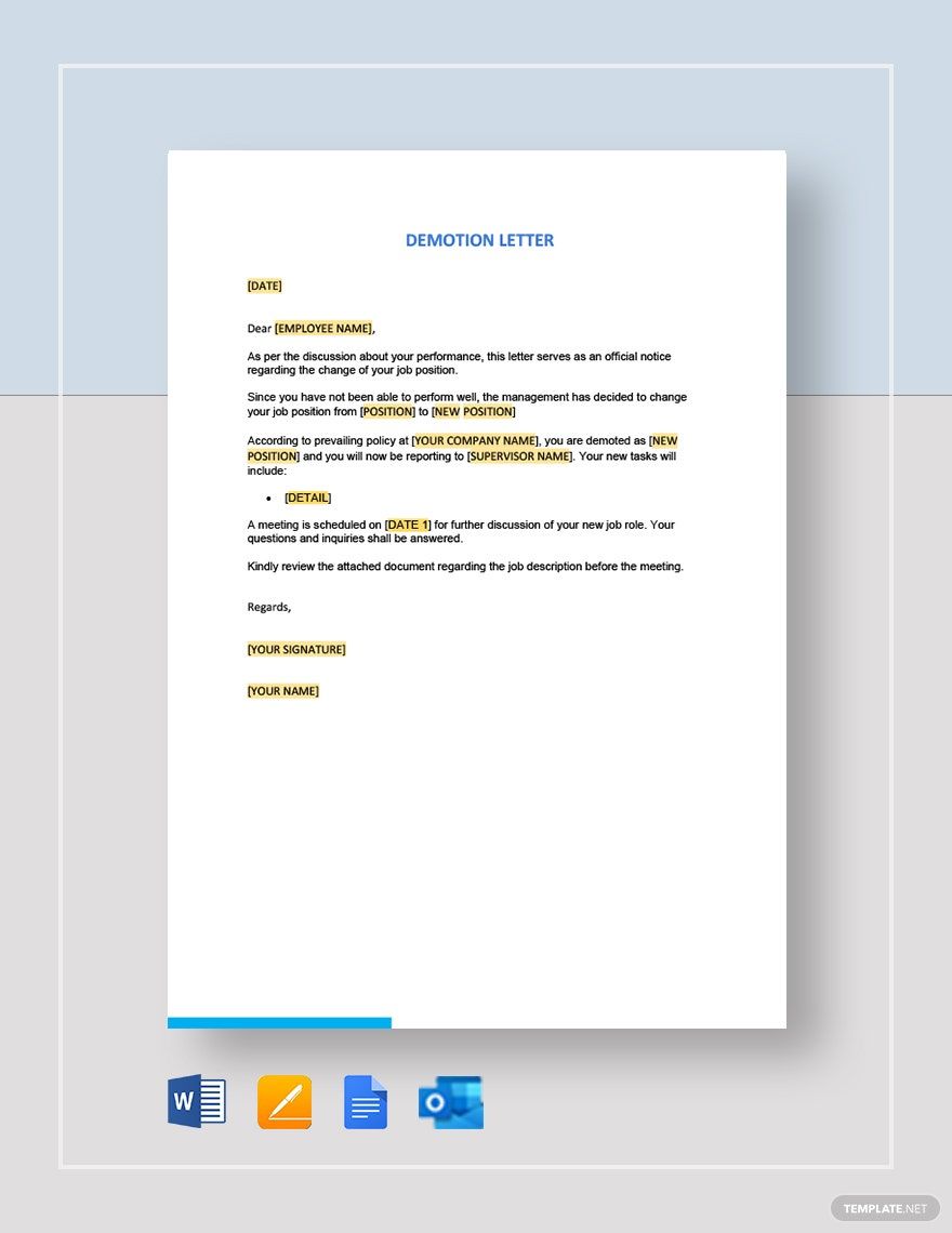 Letter Of Demotion In Google Docs Pages Word Outlook PDF Download