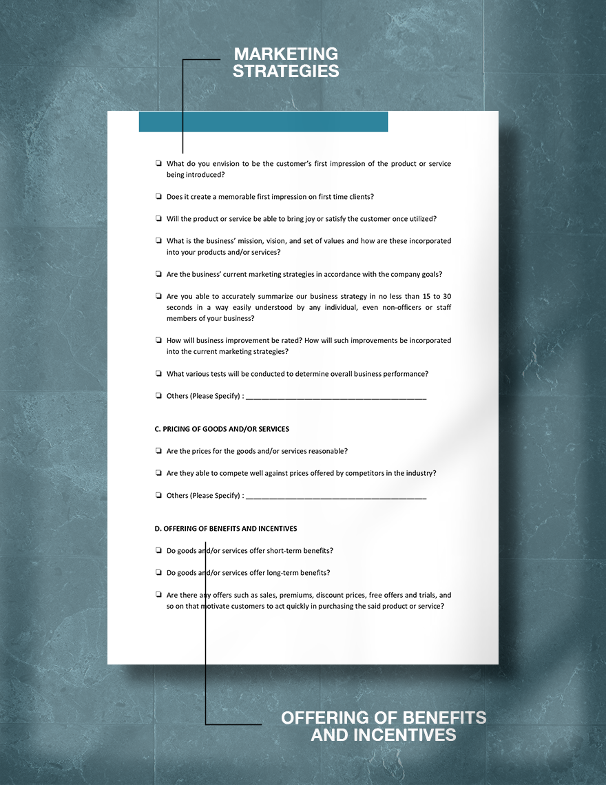 Marketing Strategies Checklist Template - Google Docs, Word, Apple Pages | Template.net