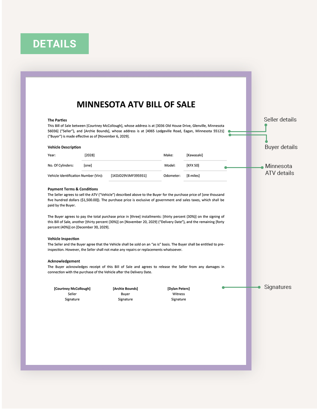 Minnesota ATV Bill Of Sale Template - Google Docs, Word, PDF | Template.net
