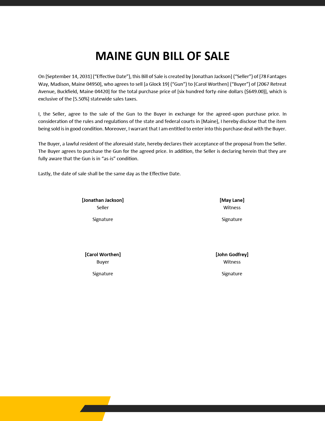 Wisconsin Firearm/Gun Bill of Sale Template - Google Docs, Word, PDF ...