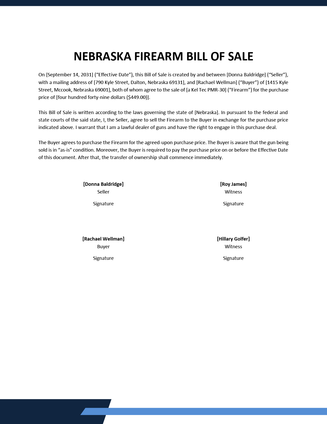 Wisconsin Firearm/Gun Bill of Sale Template - Google Docs, Word, PDF ...