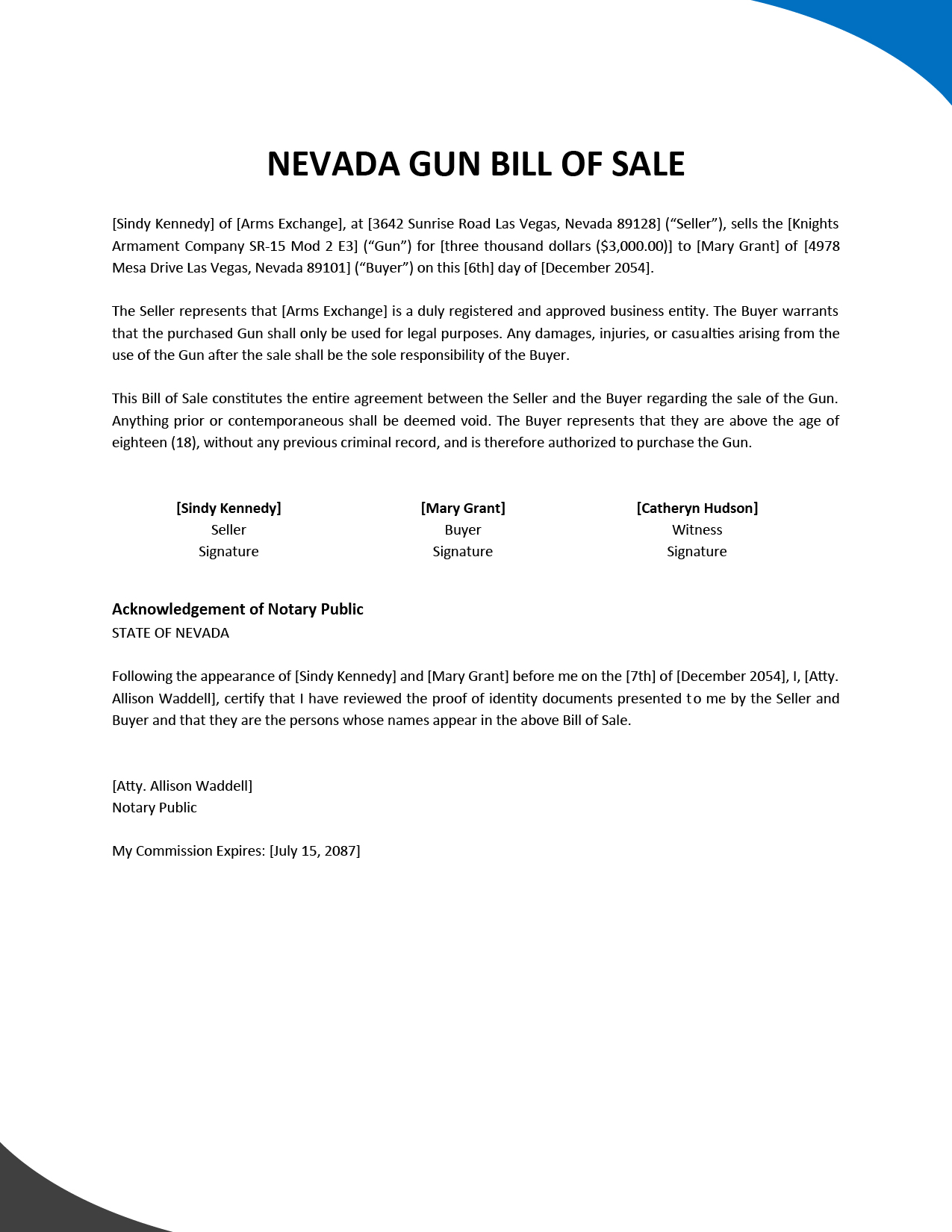 Wisconsin Firearm/Gun Bill of Sale Template - Google Docs, Word, PDF ...