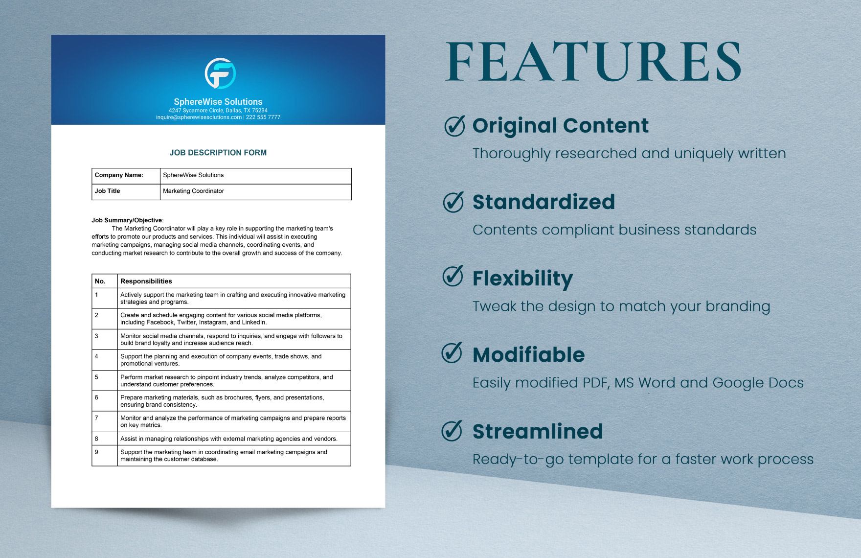 Job Specification Form
