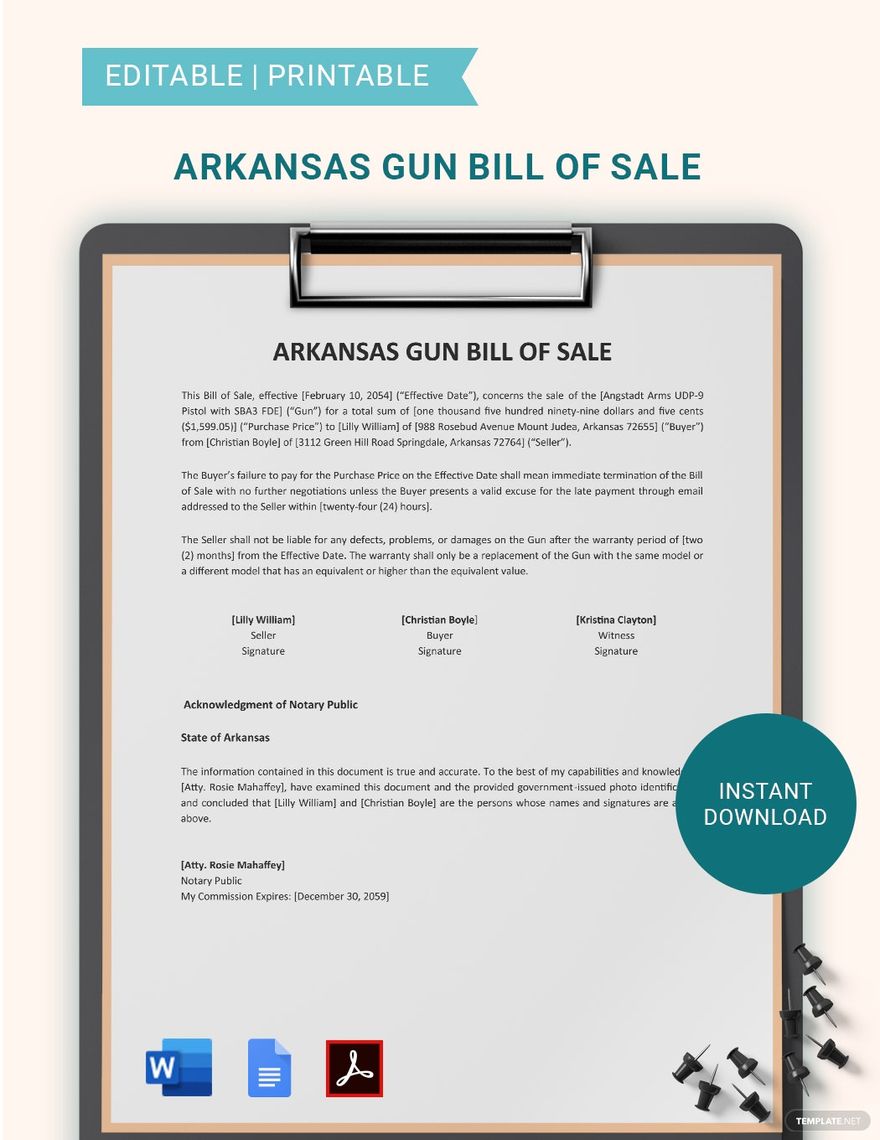 FREE Firearm Gun Bill Of Sale Template Download In Word Google 