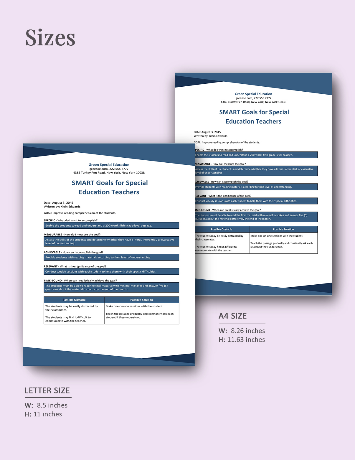 SMART Goals Template for Special Education Teachers - Google Docs ...