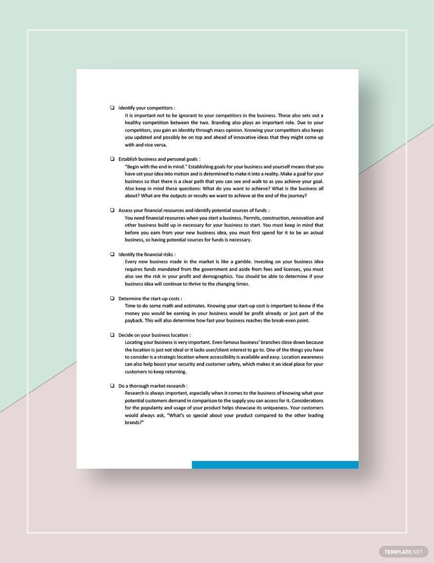 Checklist Start-Up Template - Google Docs, Word, Apple Pages | Template.net