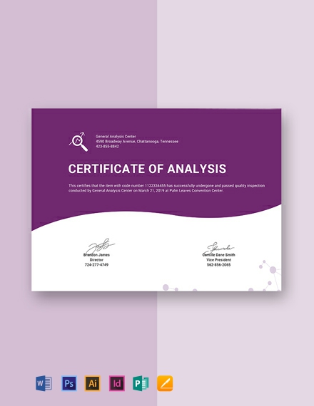 FREE Certificate of Analysis Template - Word | PSD | InDesign | Apple ...