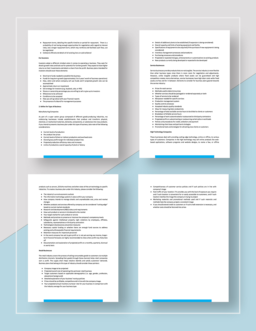 Business Plan Guidelines Template - Google Docs, Word, Apple Pages ...