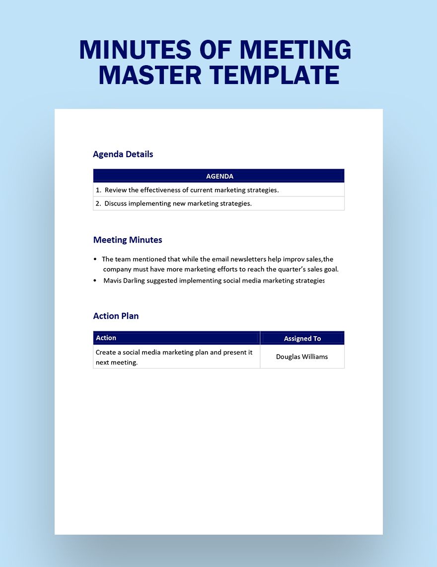 Minutes of Meeting Master Template - Word, Google Docs, PDF, Apple ...