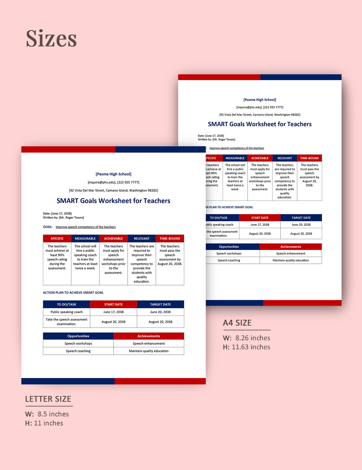Smart Goals Worksheet Template for Teachers - Google Docs, Google ...