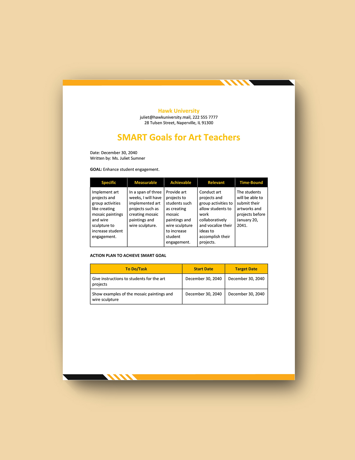 Free SMART Goals Template For Art Teachers - Google Docs, Google Slides ...