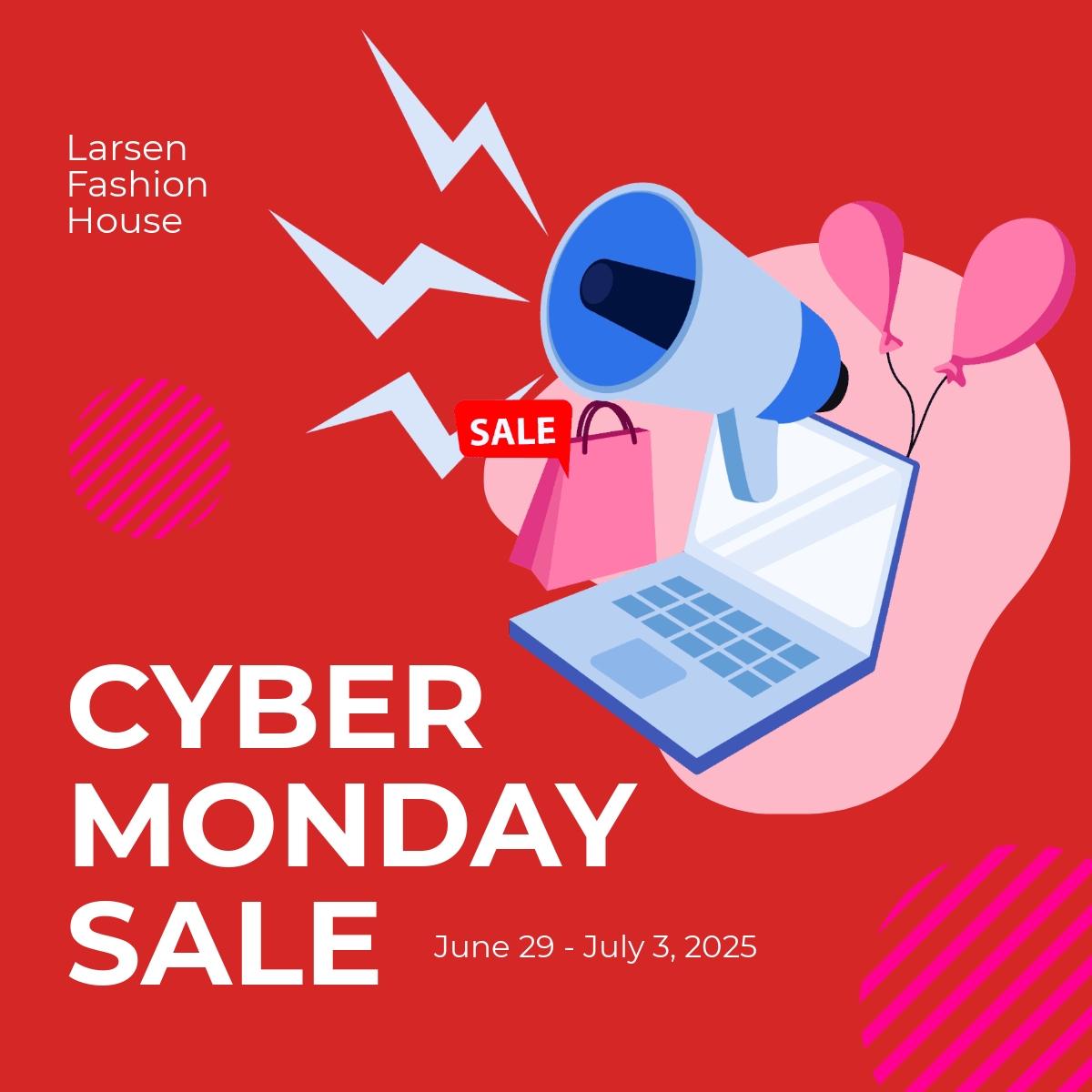 Free Cyber Monday Sale Announcement Linkedin Post Template Template