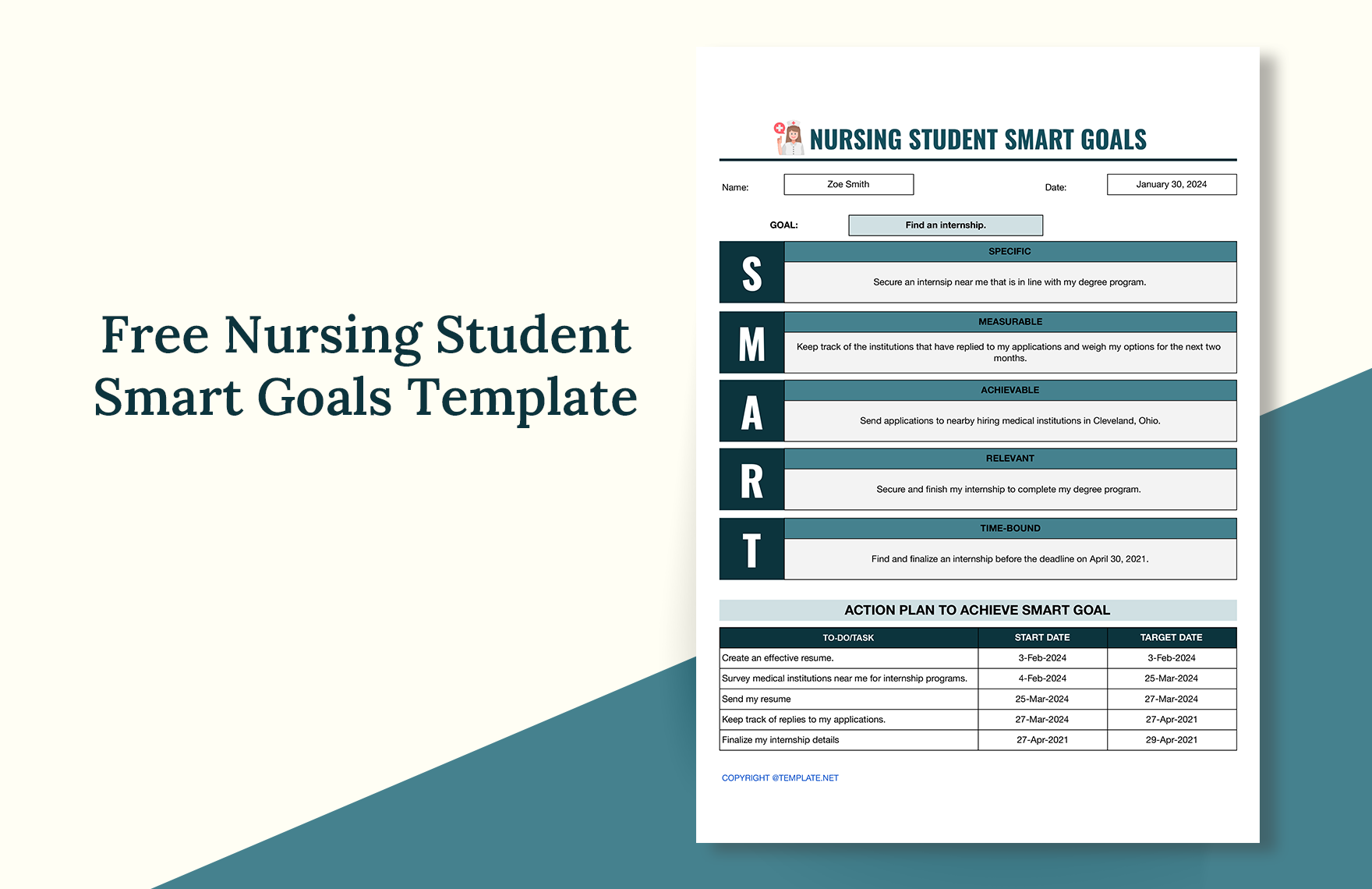 FREE Nursing Smart Goal Template Download In Word Google Docs Excel