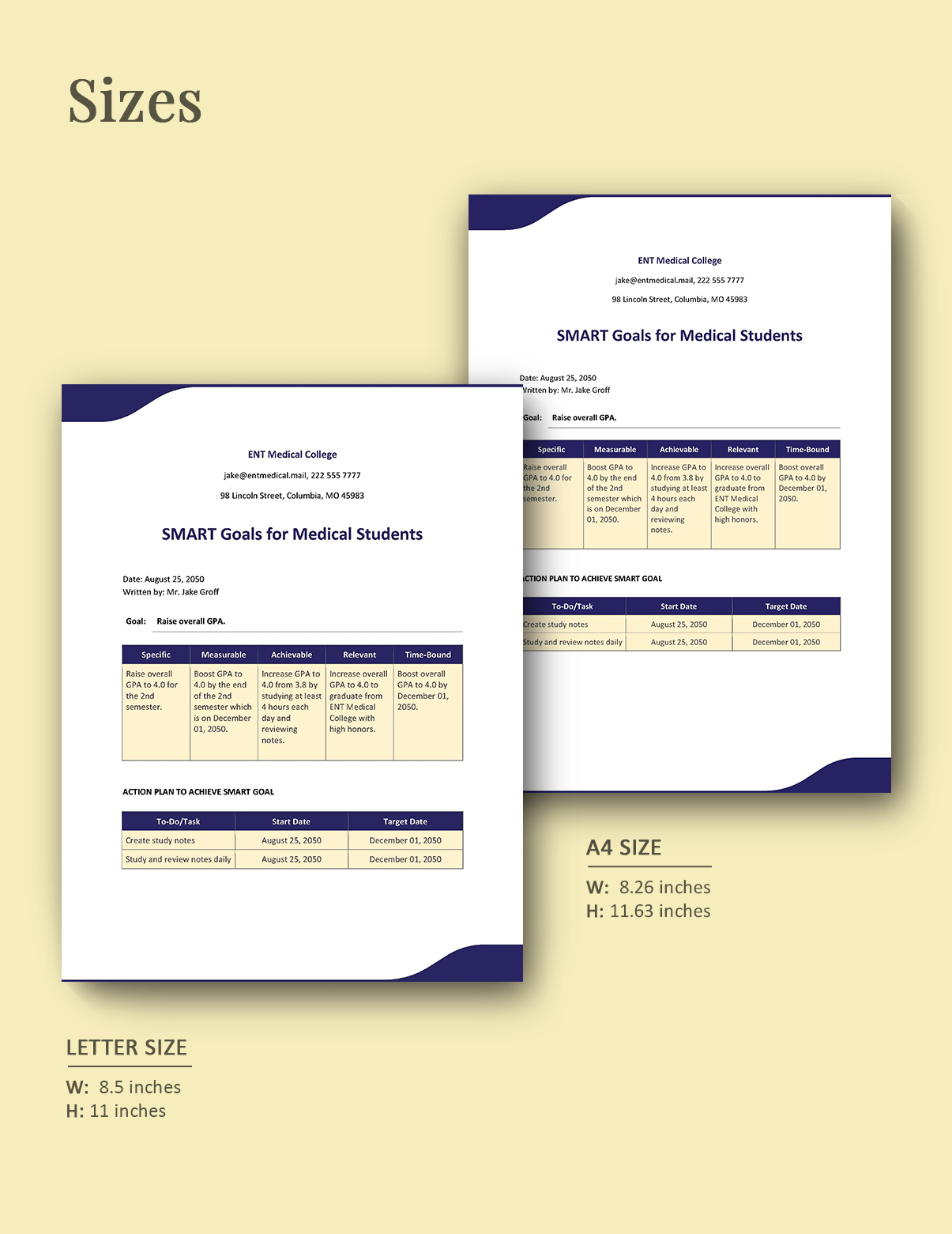 Smart Goals Template for Medical Students in PowerPoint, PDF, Word ...