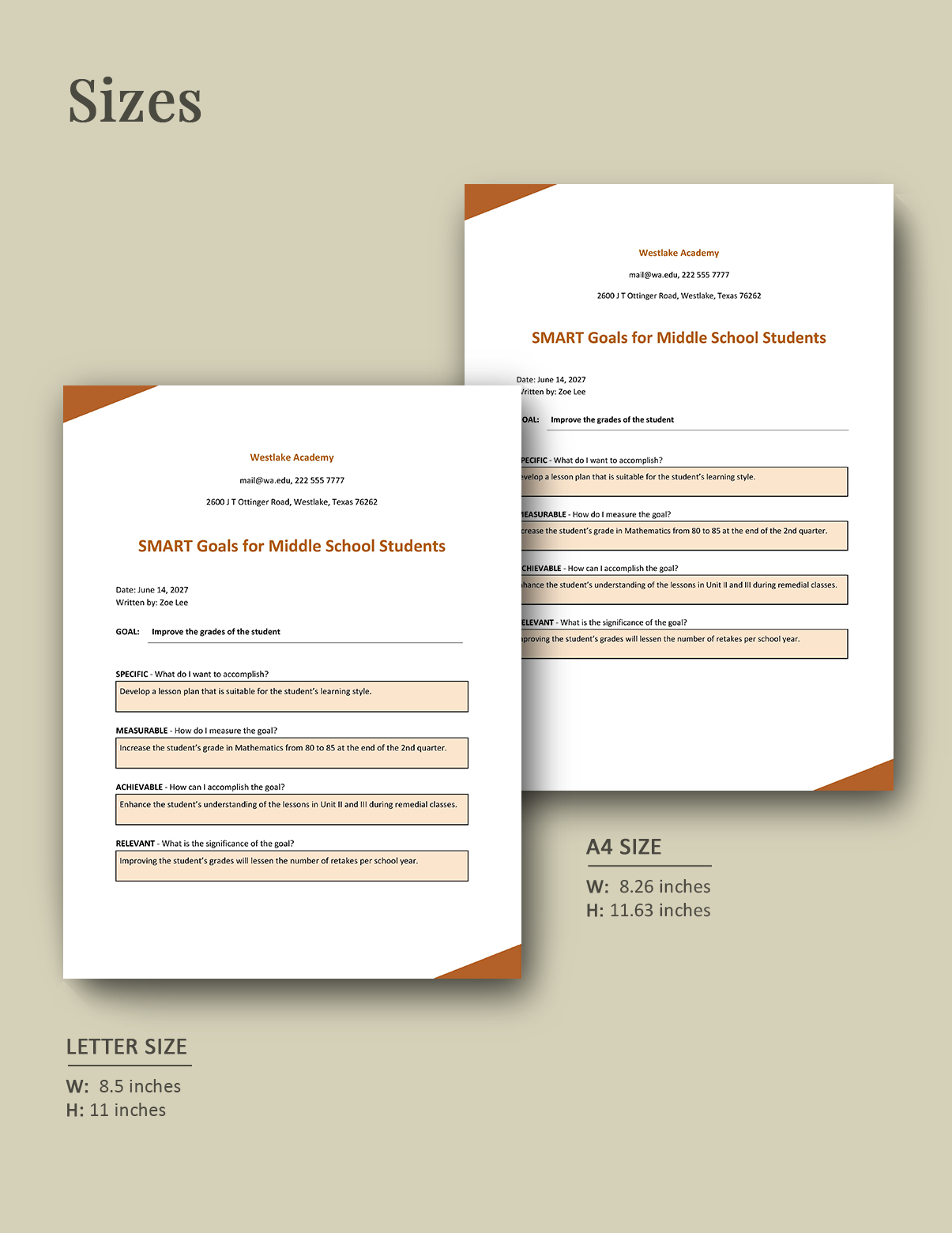 Free Smart Goals Template for Middle School Students - Google Docs ...