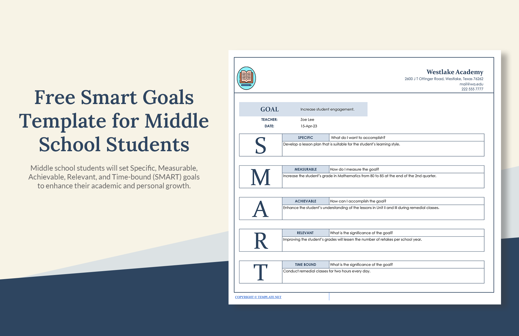 Free Smart Goals Template For Middle School Students Download In Word 