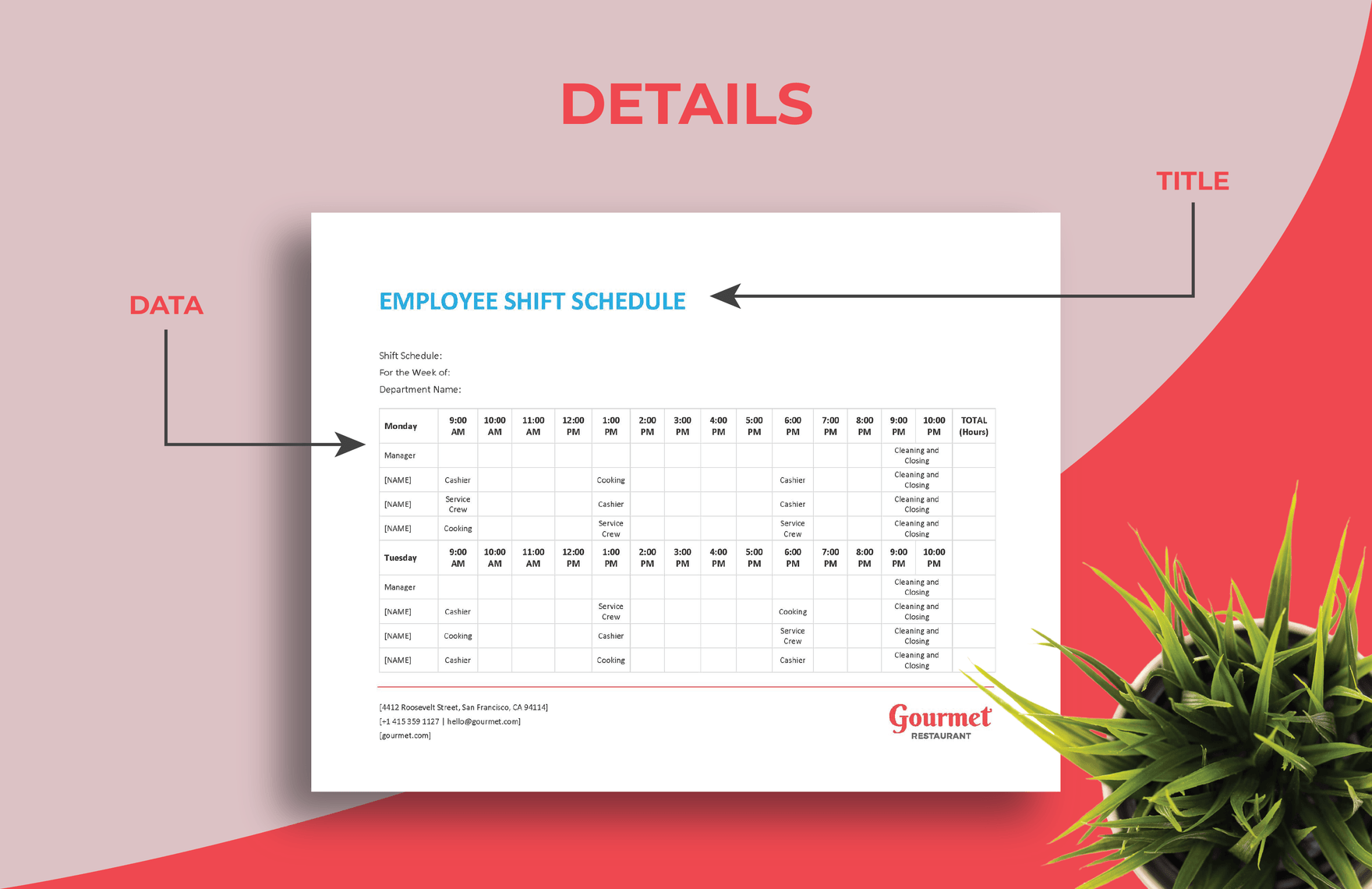 Employee Shift Schedule Template - Download in Word, Google Docs, Excel ...