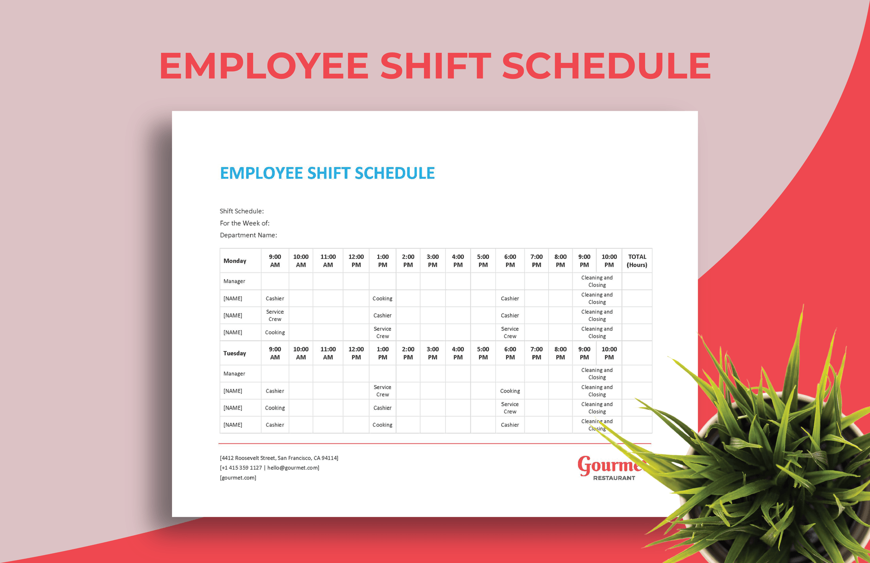 Employee Shift Schedule Template Download In Word Google Docs Excel 