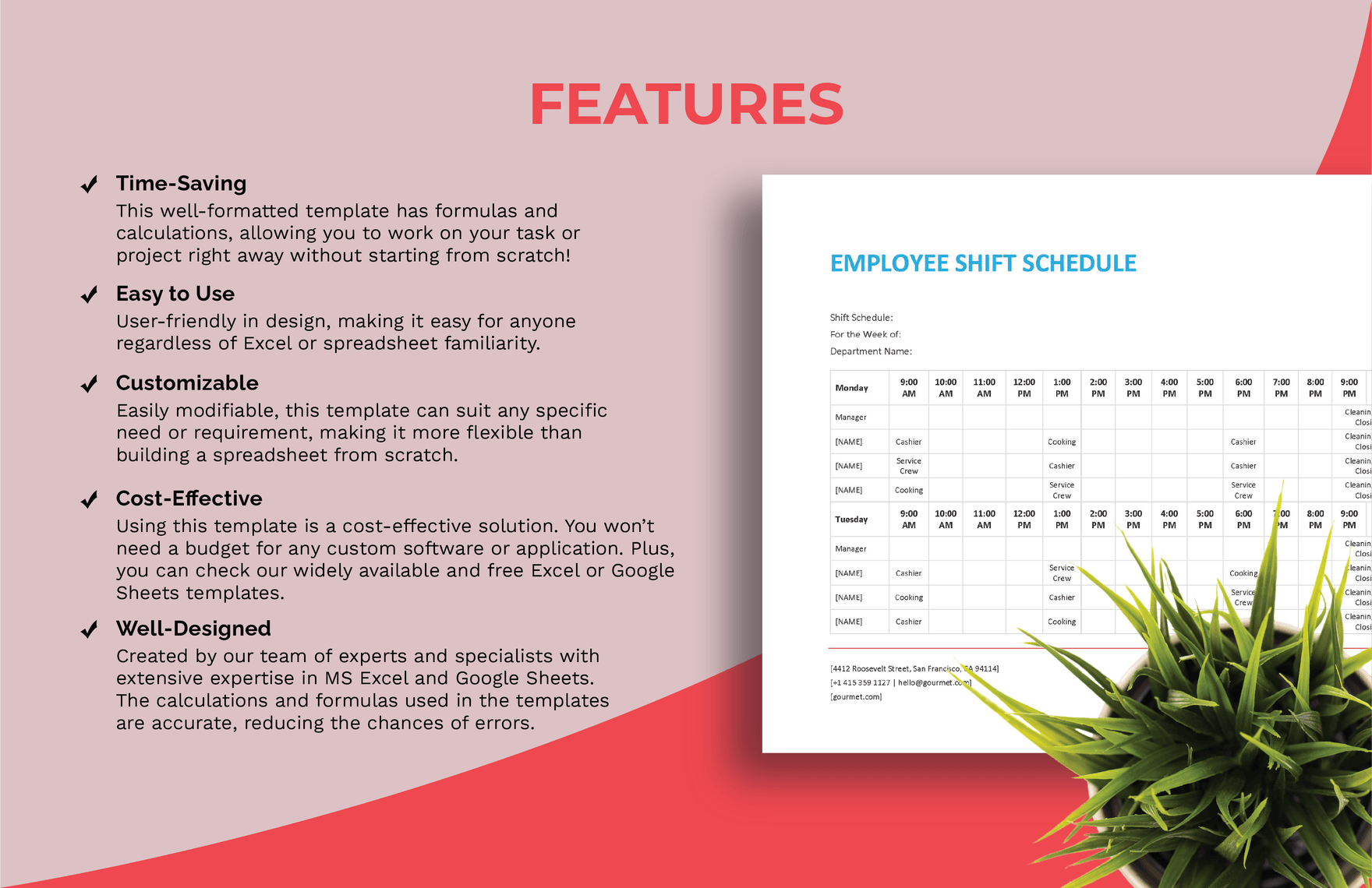 Employee Shift Schedule Template - Download in Word, Google Docs, Excel ...