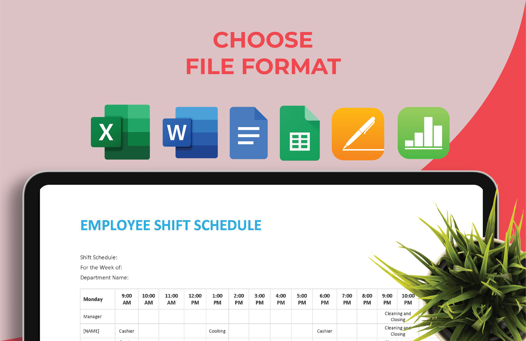 Employee Shift Schedule Template in MS Excel, Pages, Numbers, MS Word ...