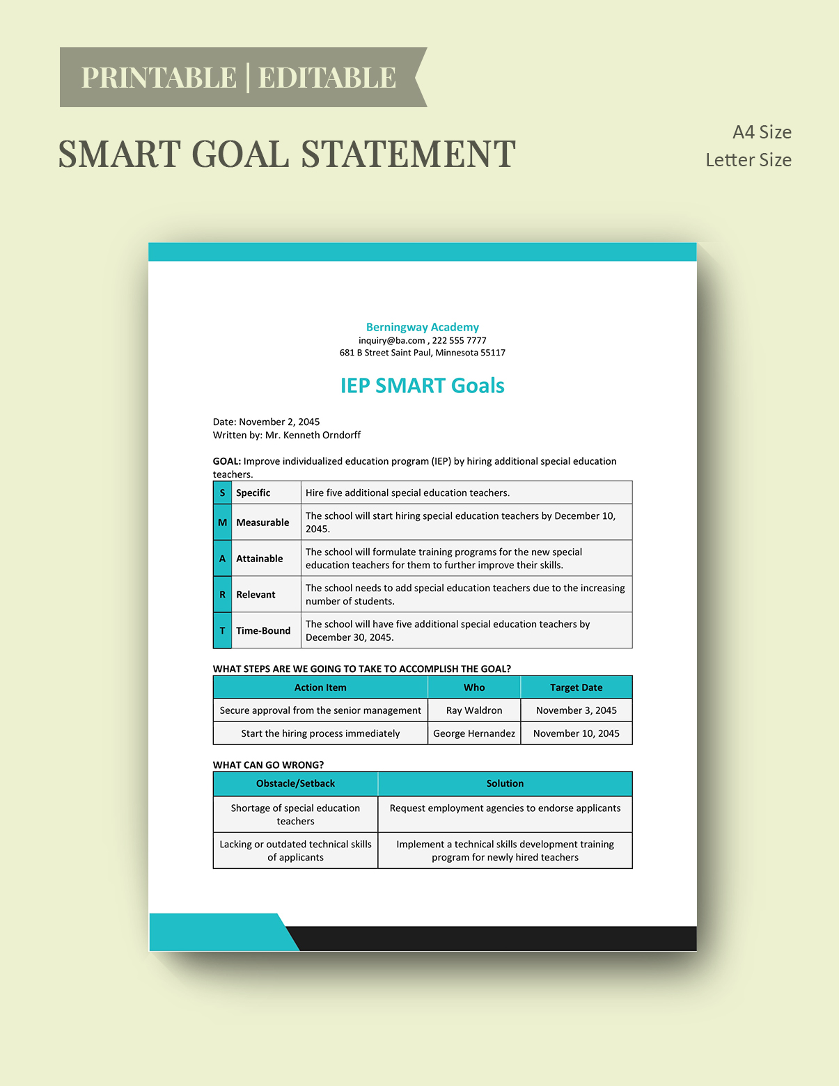 IEP SMART Goals Template Download In Word Google Docs Excel PDF 