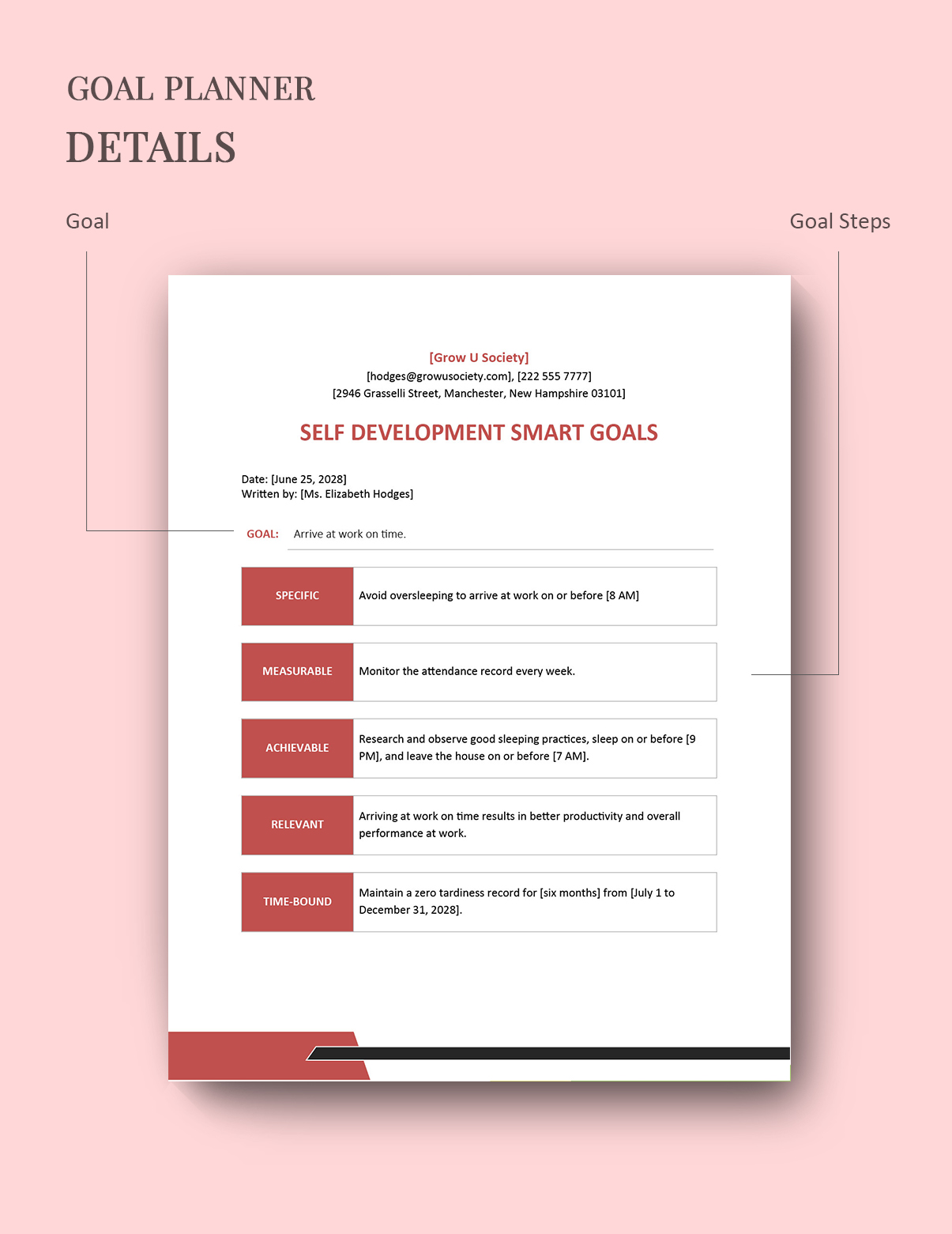 Self Development Smart Goals Template - Google Docs, Google Slides, Excel, PowerPoint, Word, PDF ...