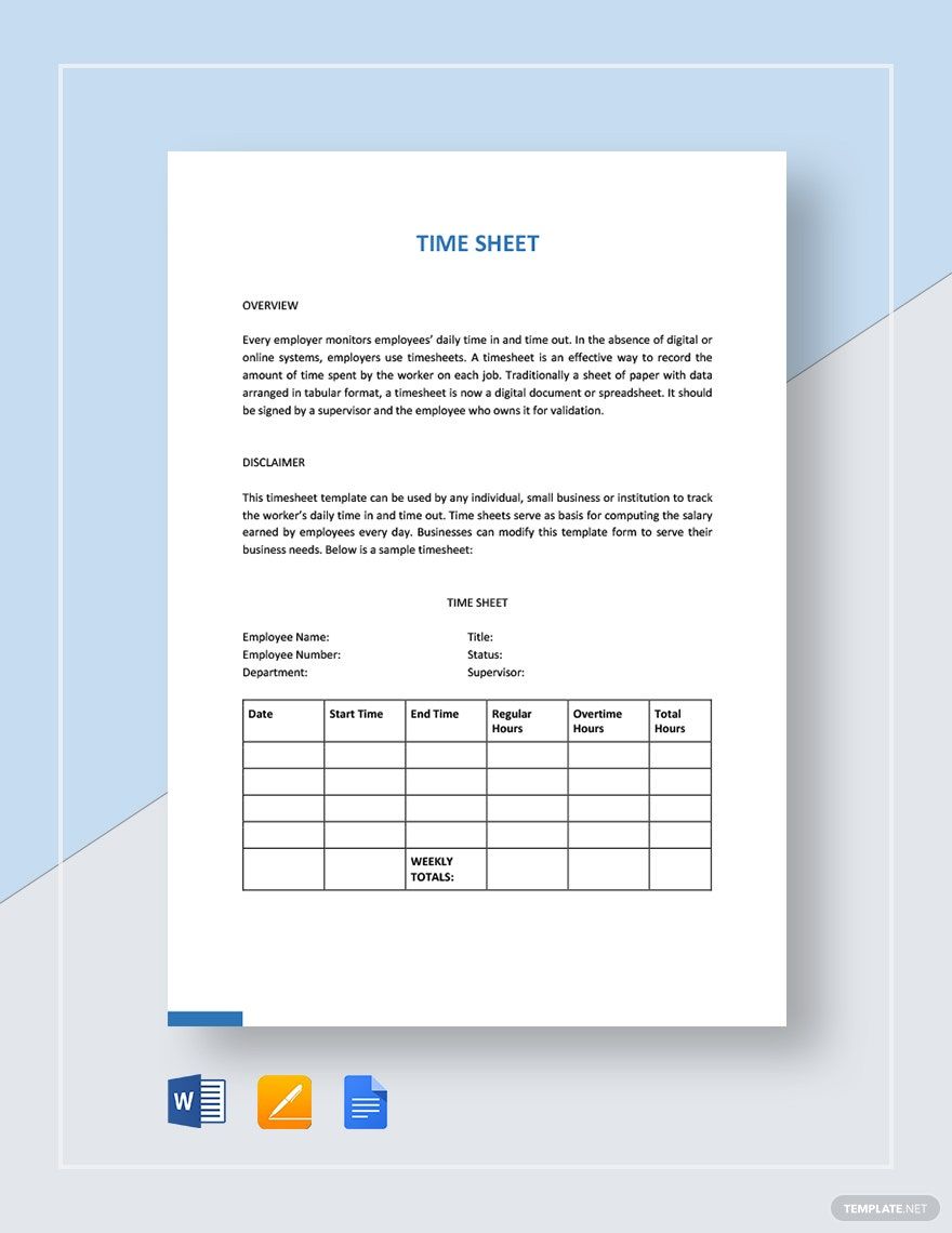Free Simple IT Time Sheet Template Google Sheets Excel Word Apple 