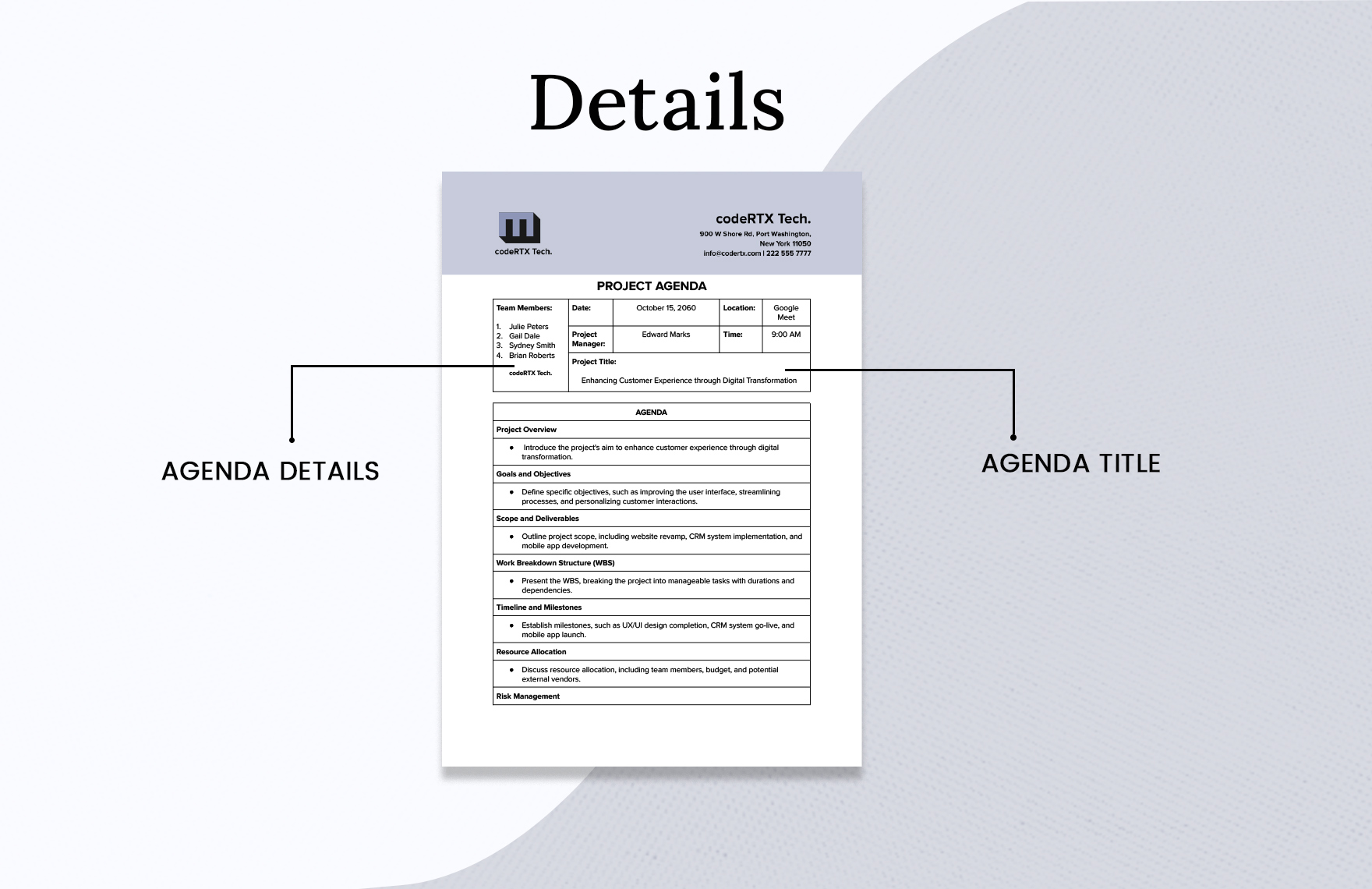 Project Agenda Template - Download in Word, Google Docs, PDF | Template.net