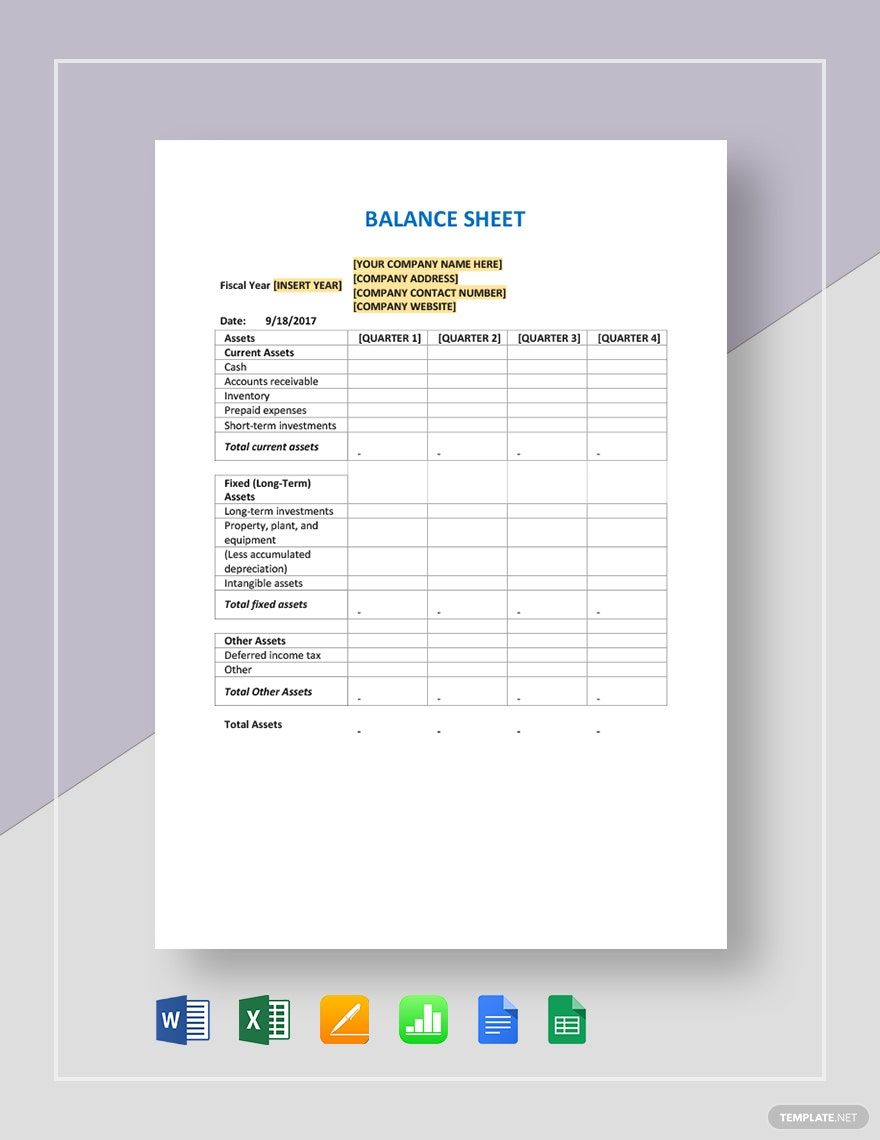 Quarterly Balance Sheet Template Google Docs Google Sheets Excel 