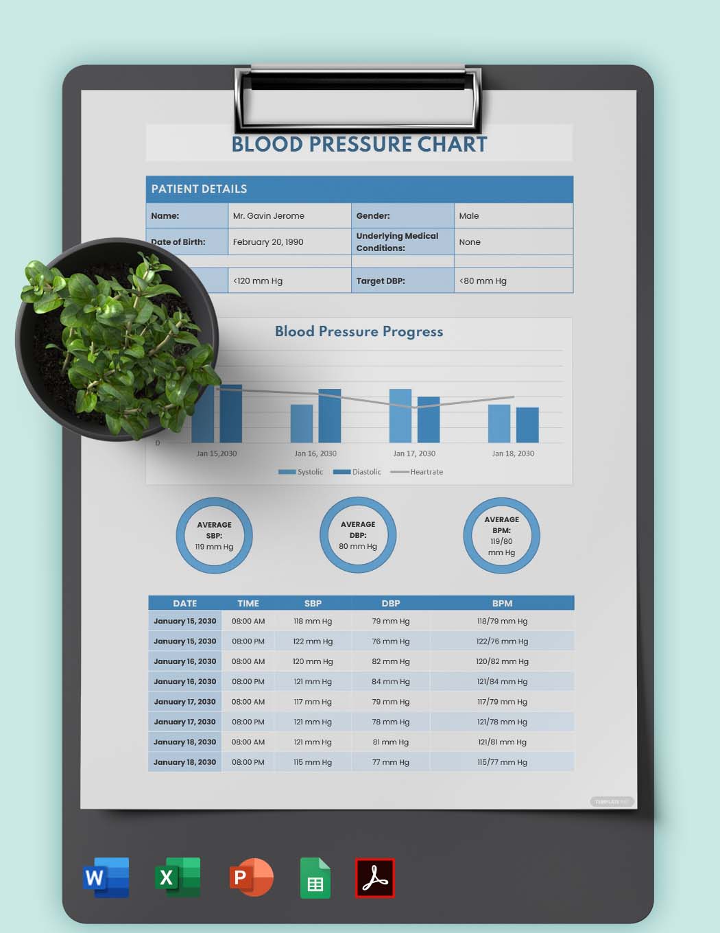 Low Blood Pressure Chart Template - Edit Online & Download Example ...