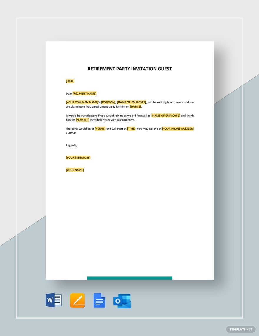 Free Retirement Party Invitation Templates For Word