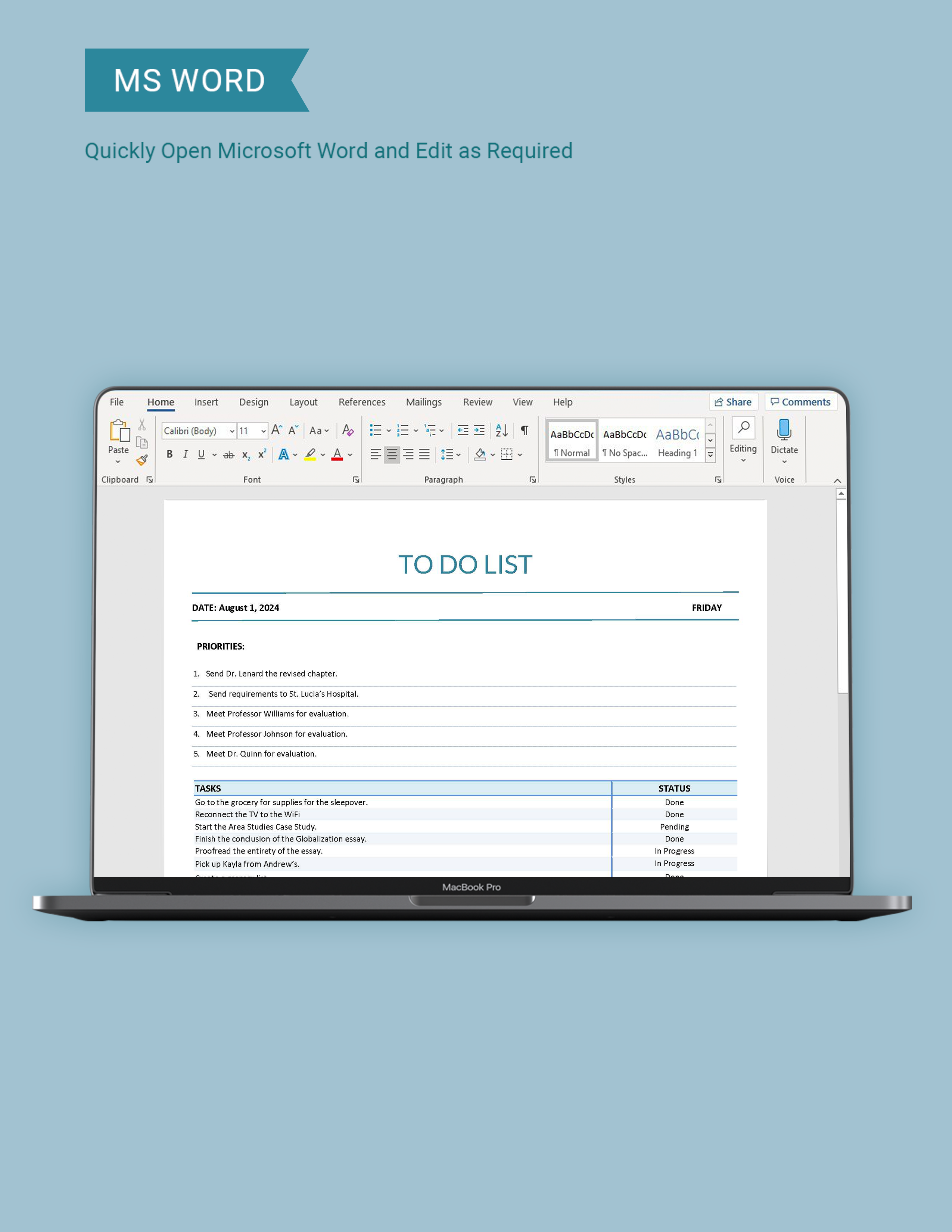 To Do List Template For Google Docs