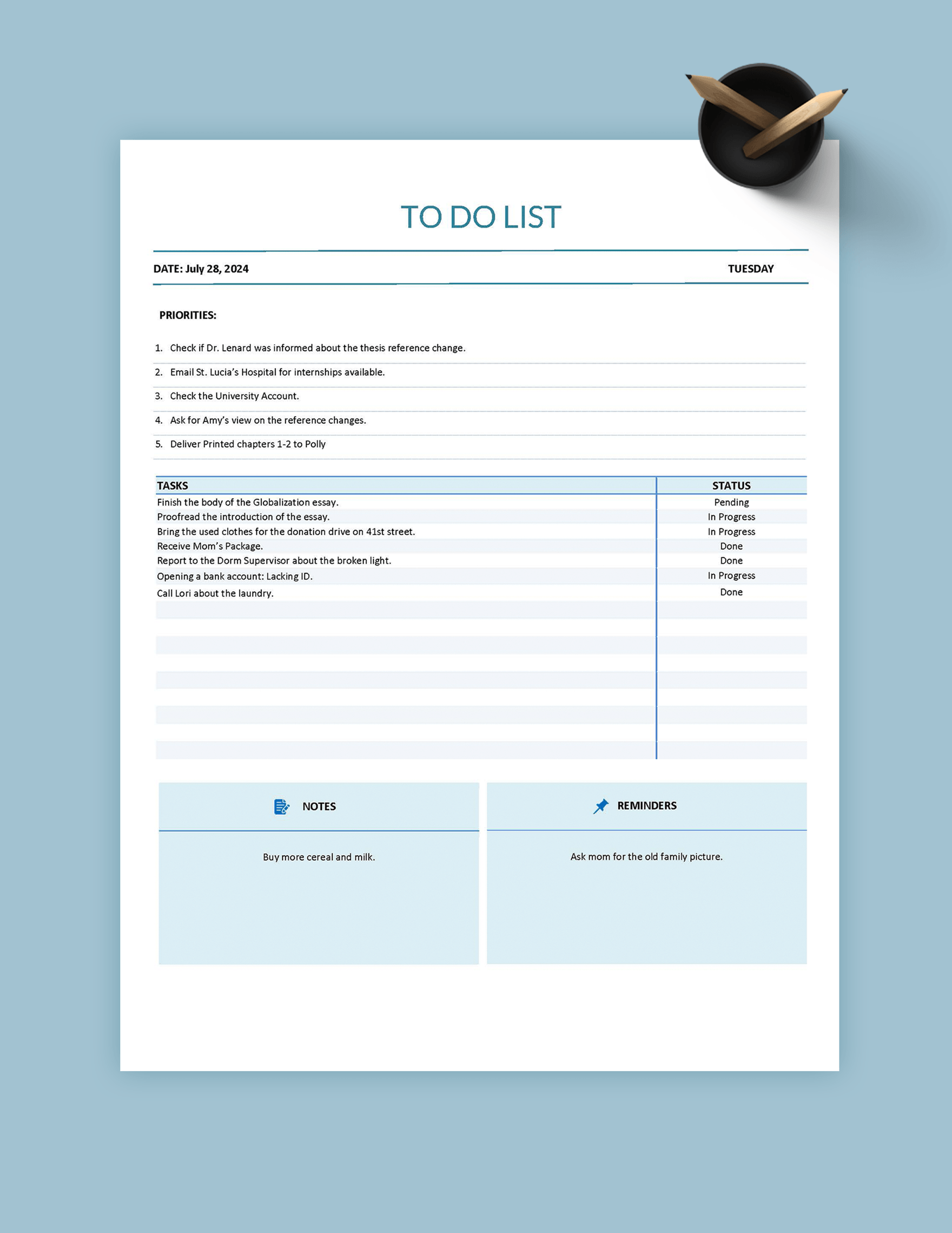 Digital To Do List Template Google Docs Word PDF Template
