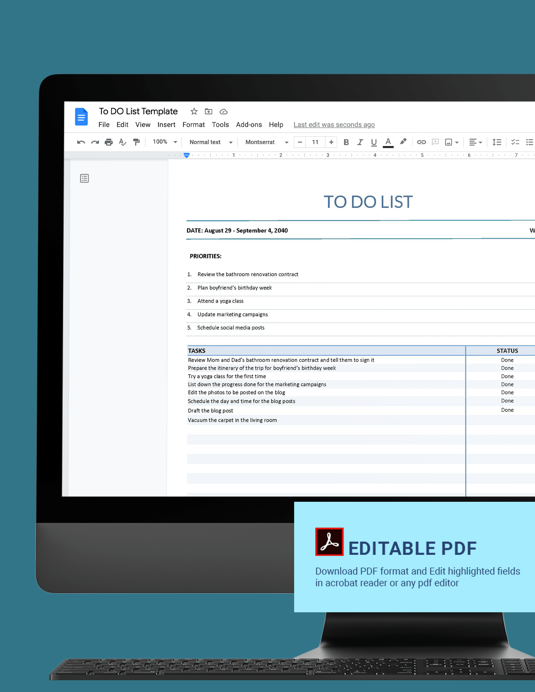 Productivity To Do List Template Google Docs Word Apple Pages PDF 