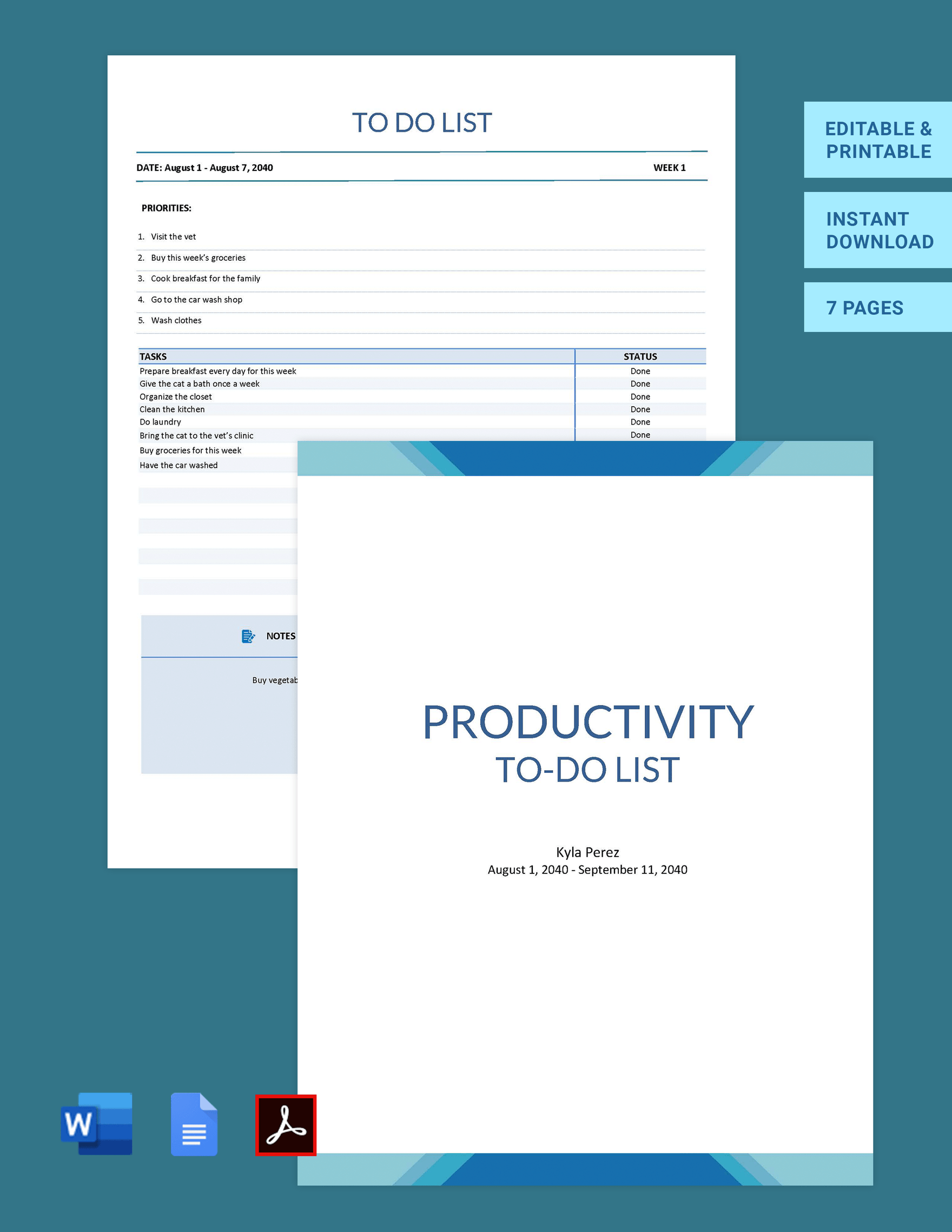 Aesthetic To Do List Template Google Docs Word Apple Pages PDF Template