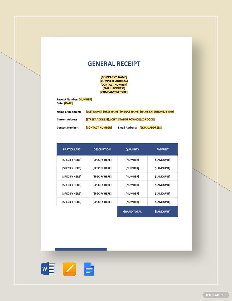 Free Receipt Voucher Template - Illustrator, Word, Apple Pages, PSD ...