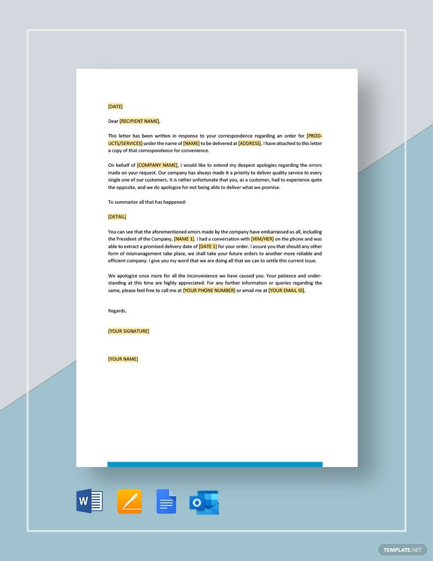Free Please Forgive The Error Made In Order Template Download In Word 