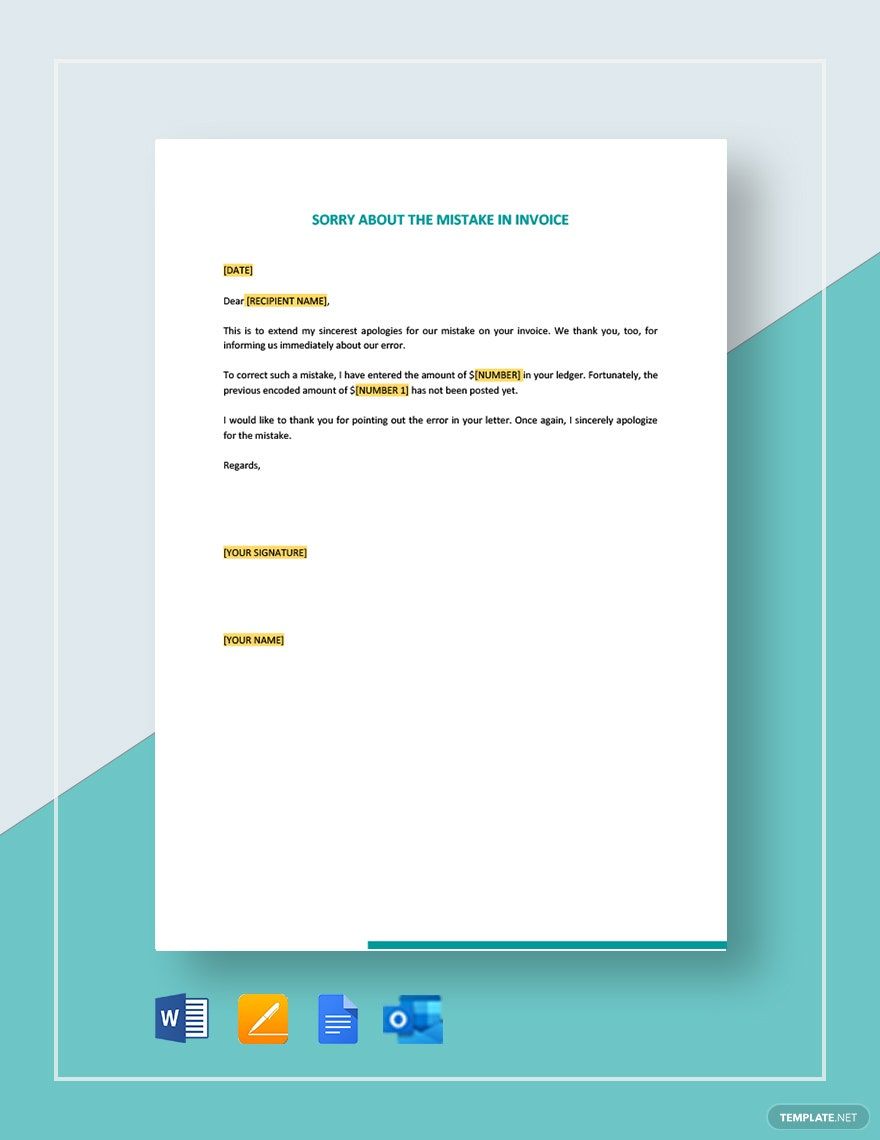 Sorry About The Mistake In Invoice Template In Google Docs Word Pages
