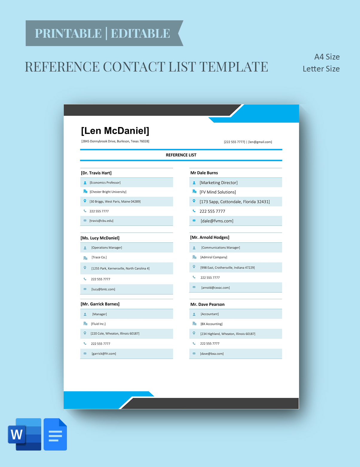 Reference Contact List Template Download In Word Google Docs PDF Apple Pages Template