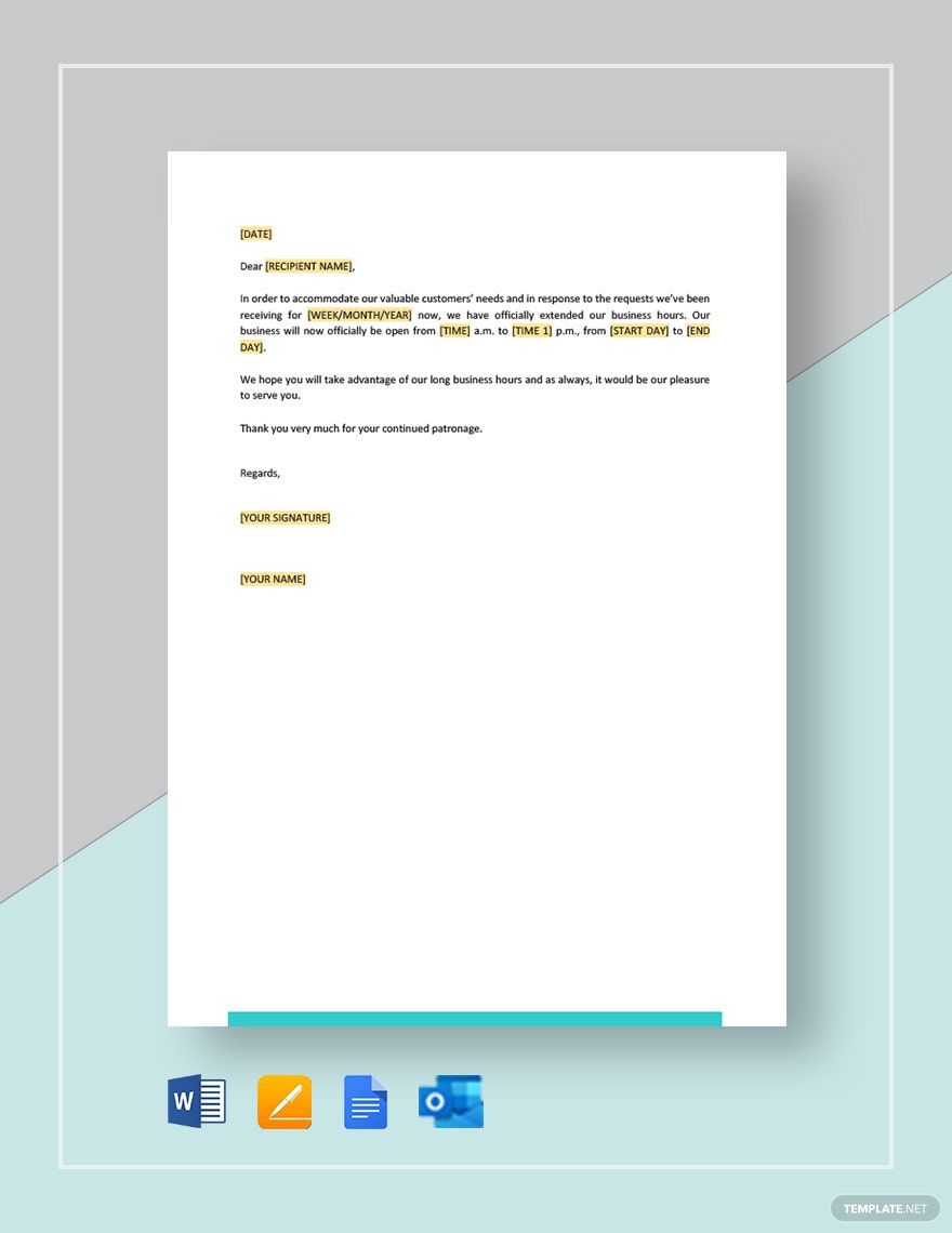 Free We Have Extended Our Business Hours Template Download In Word 